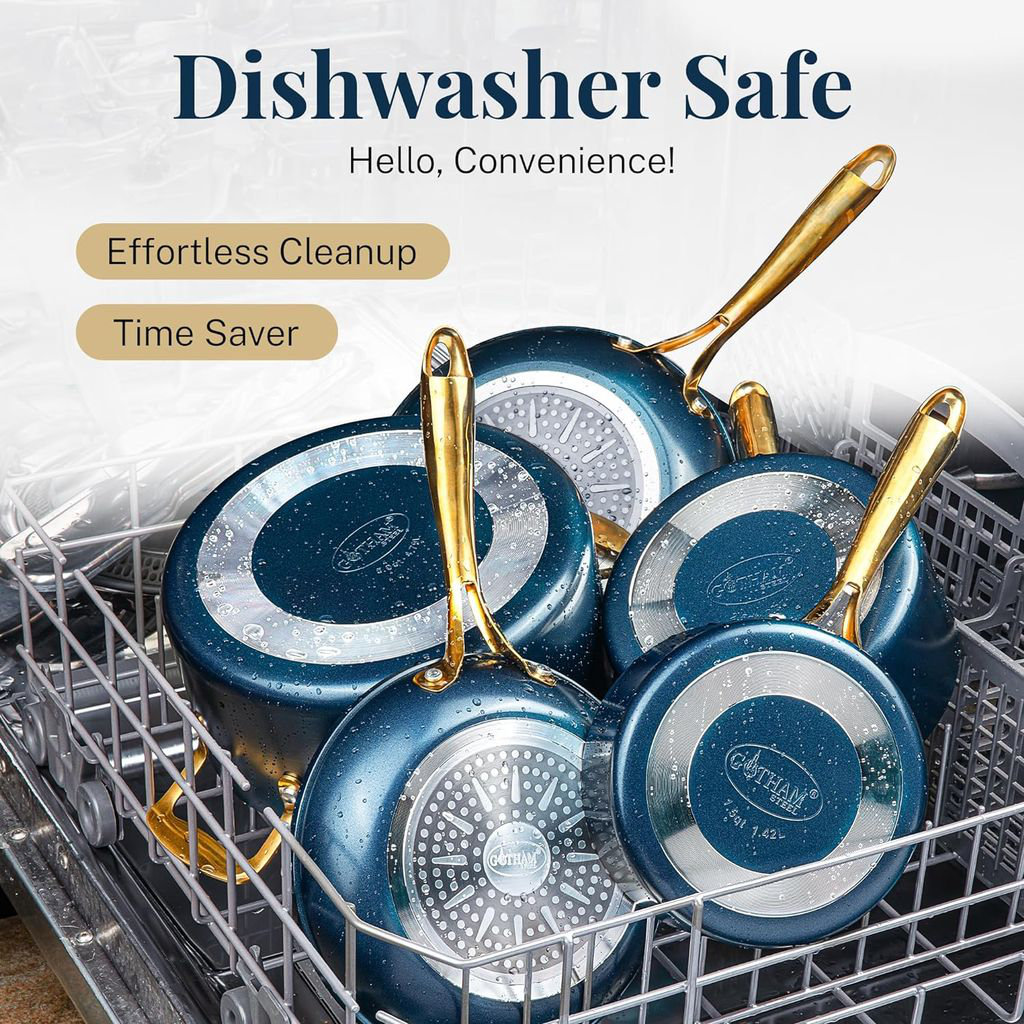 Gotham Steel Navy 20 Piece Ultra Nonstick Ceramic Cookware Set With Knutriblade Knives & Reviews ...